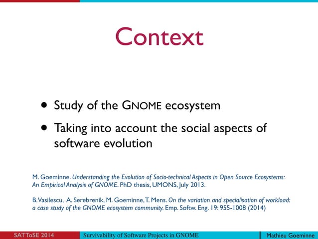 Survivability of software projects in Gnome: A replication study | PPT