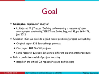 Survivability of software projects in Gnome: A replication study | PDF