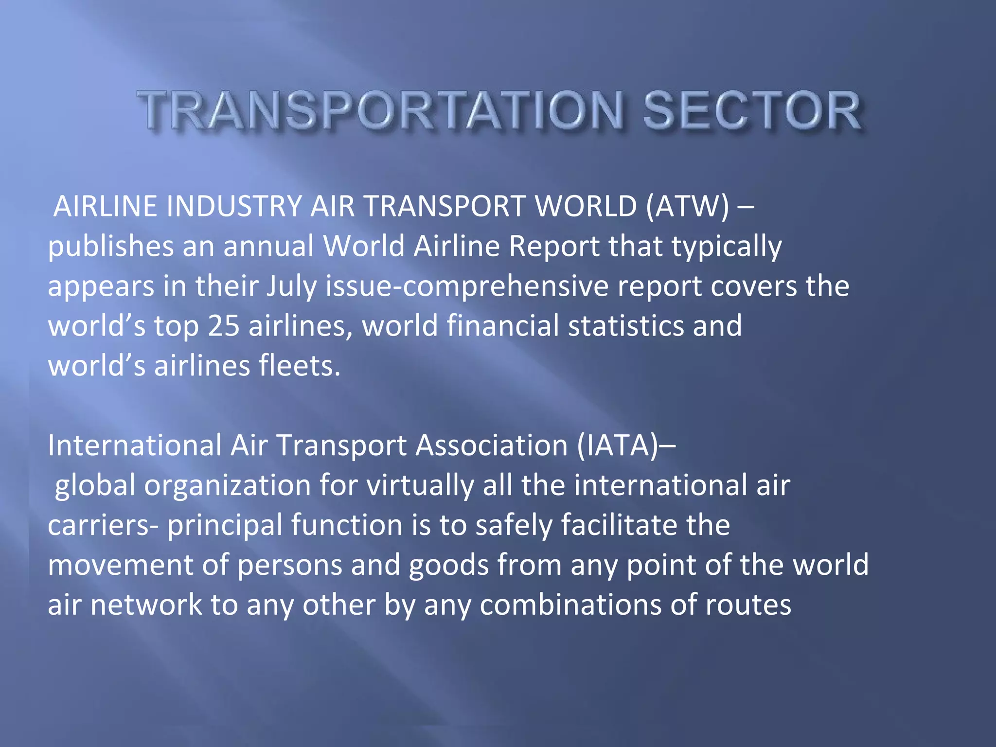 TRANSPORTATION SECTOR | PPT