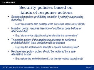Security Policy Enforcement for the OSGi Framework using Aspect-Oriented Programming | PPT