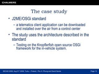 Security Policy Enforcement for the OSGi Framework using Aspect-Oriented Programming | PPT