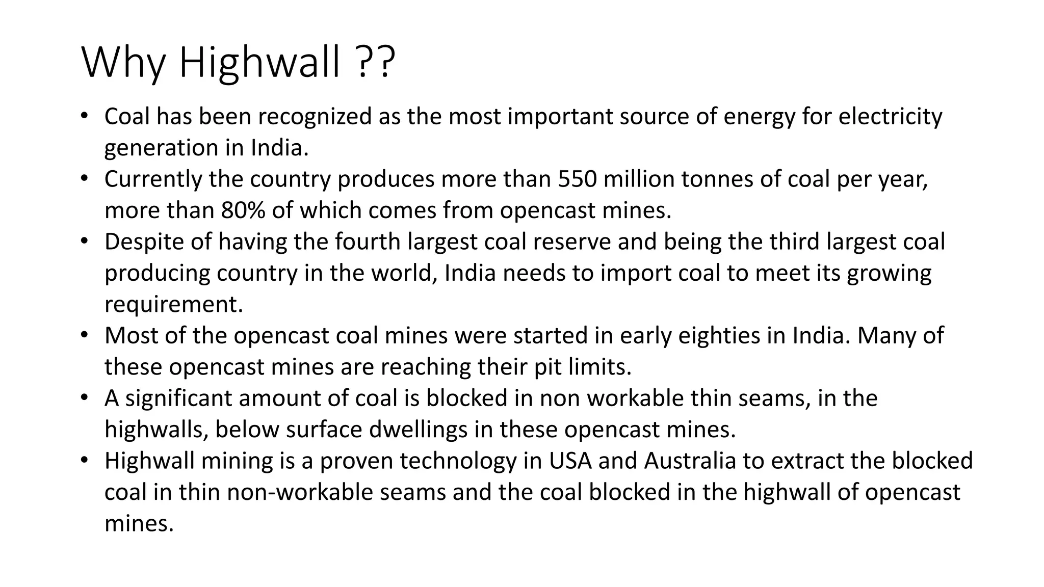 Presentation on Highwall Mining | PPTX