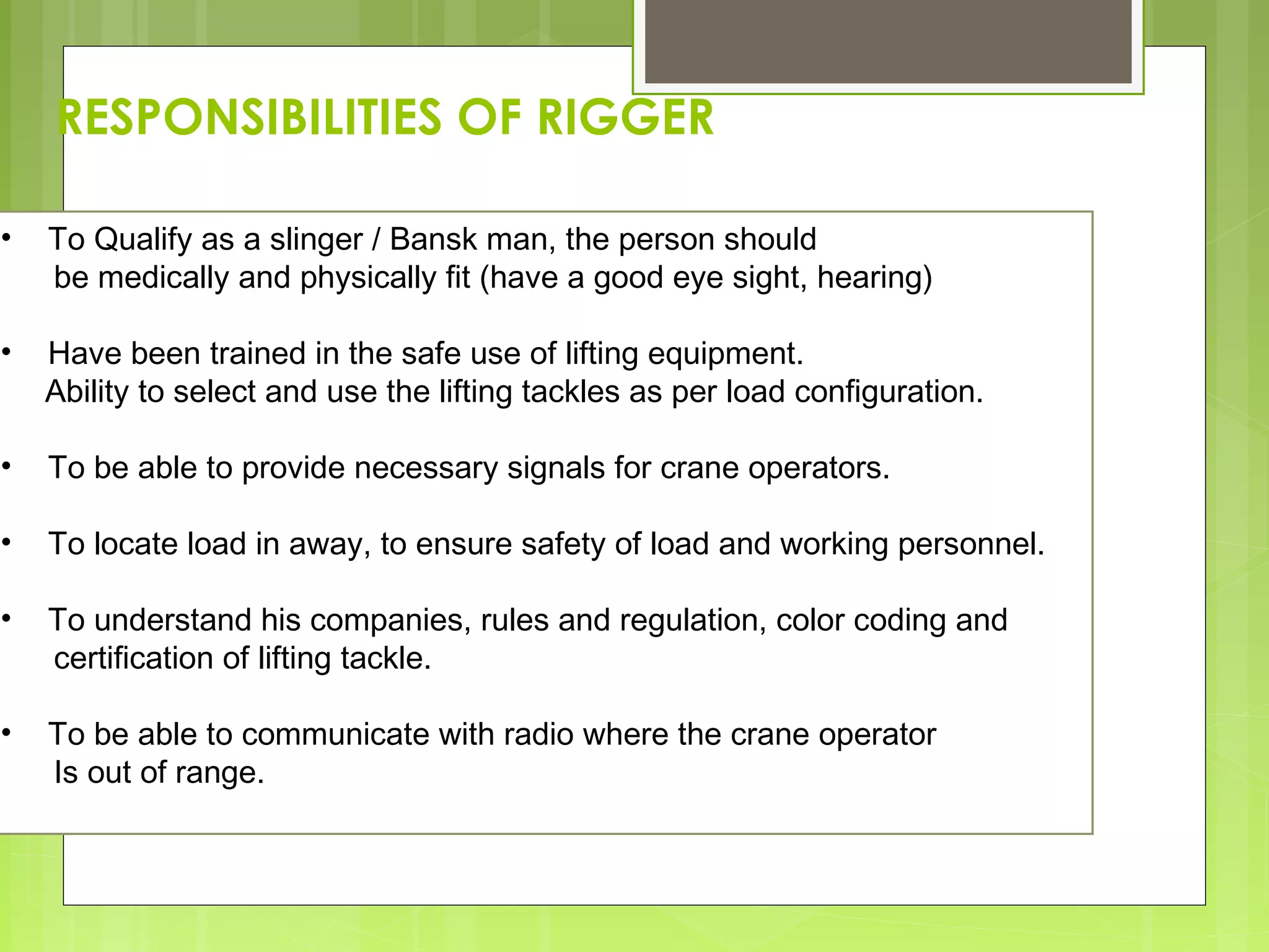 Presentation of Rigger | PPT