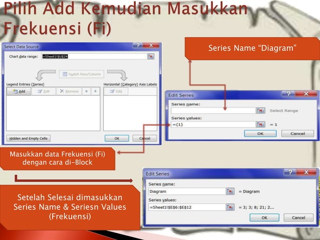 Statistik ( Langkah membuat diagram, line. mencari mean, median, modus ...