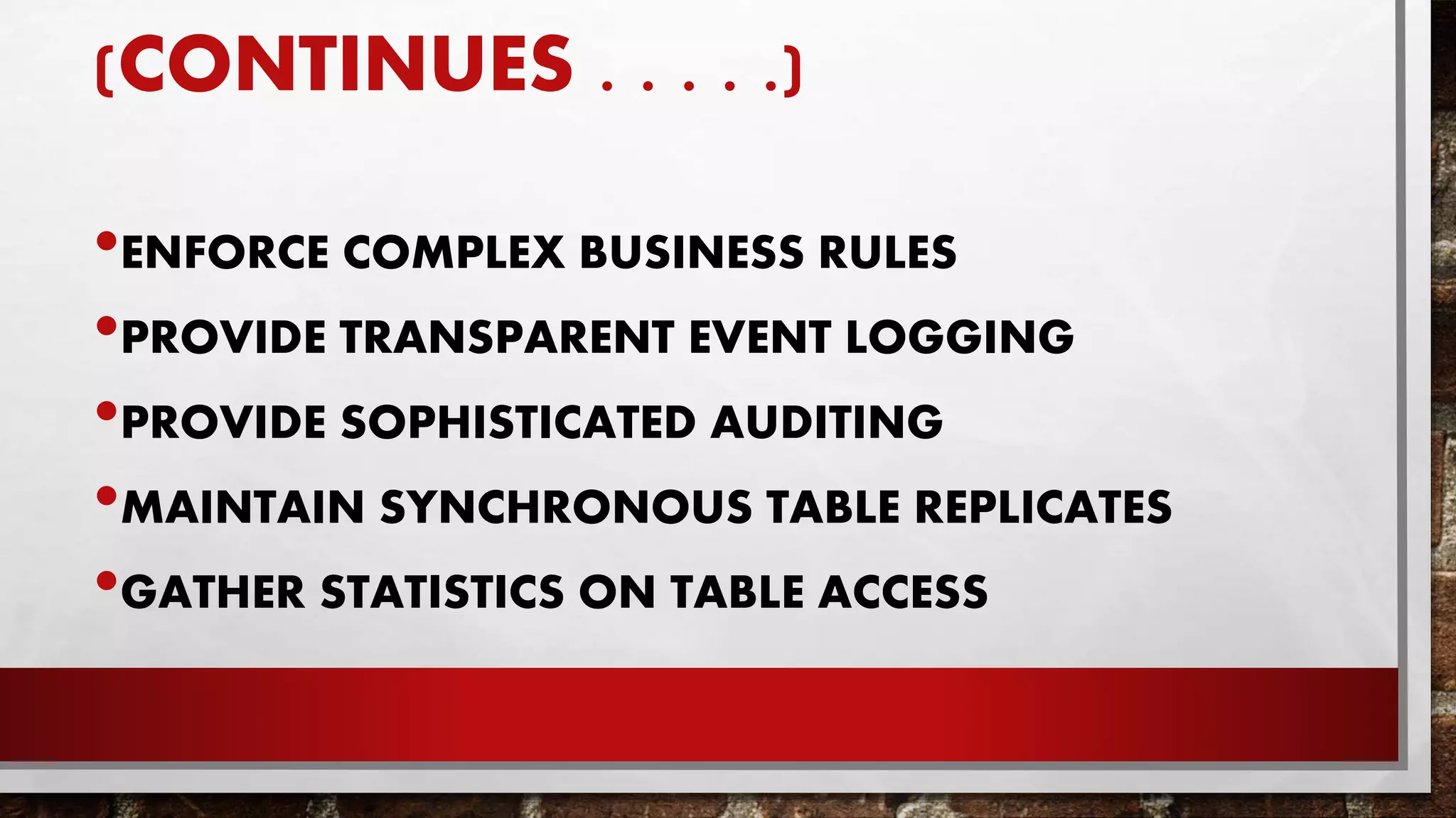 Database Triggers Pptx Databases Computer Software And Applications