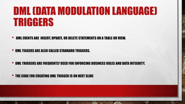 Database Triggers Pptx Databases Computer Software And Applications