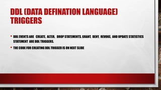 Database Triggers | PPTX | Databases | Computer Software and Applications