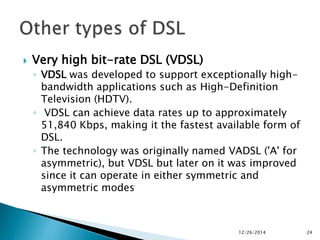Presentation on DSL & ADSL | PPTX