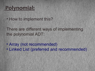 Sparse Matrix and Polynomial | PPT