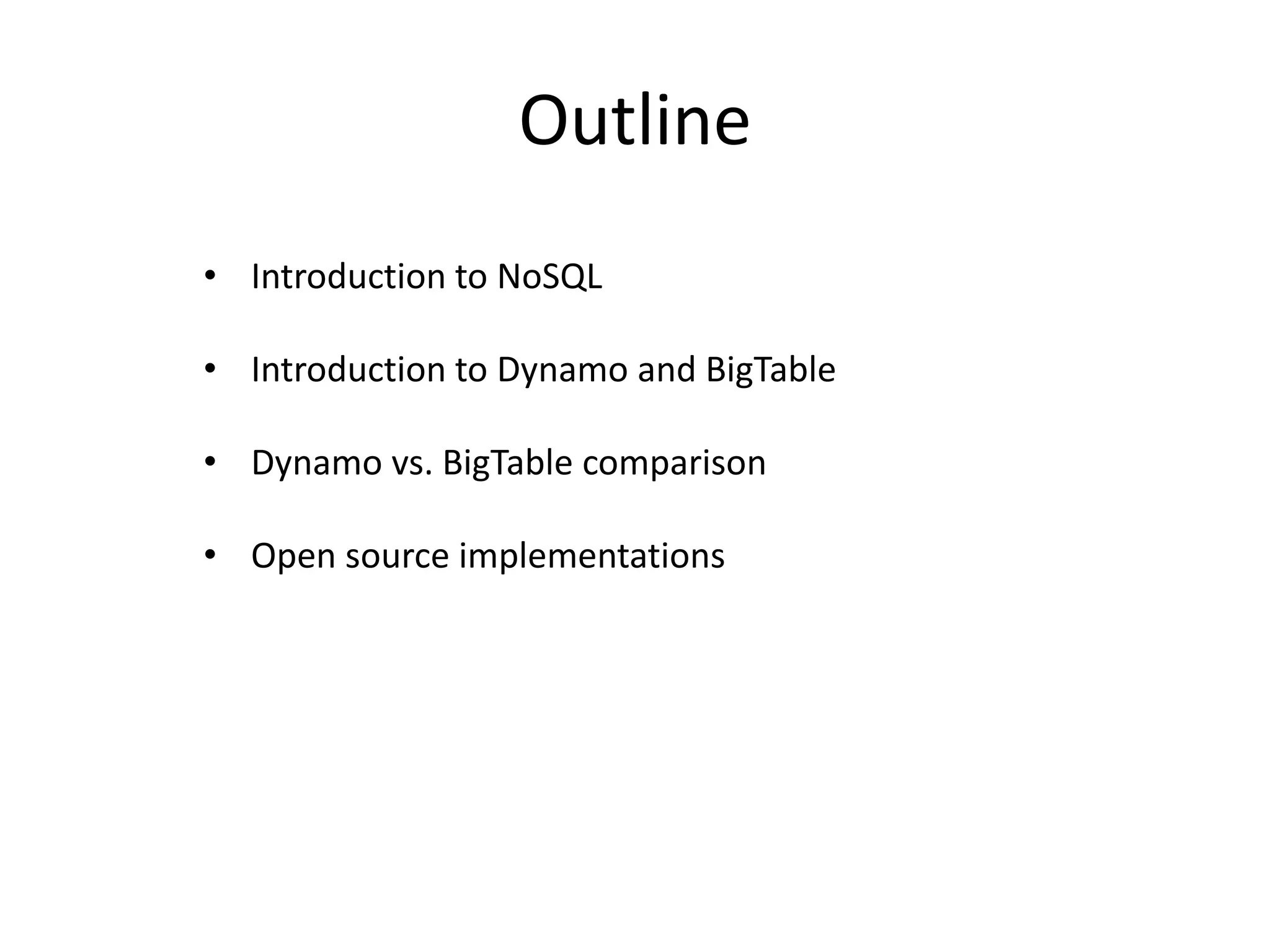 Dynamo and BigTable - Review and Comparison | PPT
