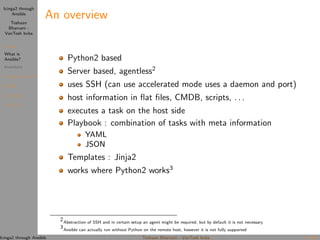 Toshaan Bharvani – Icinga2 and Ansible, how to manage and migrate | PPT