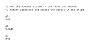 Assembly programming on the nand2tetris architecture | PDF | Programming Languages | Computing