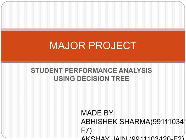 STUDENT PERFORMANCE ANALYSIS USING DECISION TREE | PPTX | Computer ...