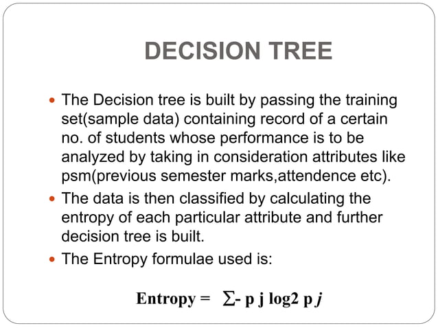 STUDENT PERFORMANCE ANALYSIS USING DECISION TREE | PPTX | Computer ...