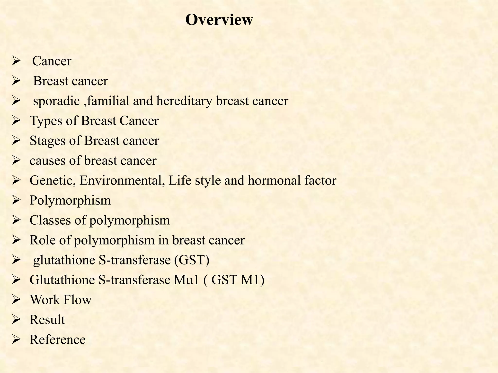 GSTM1 Gene Polymorphism in Sporadic Breast Cancer Patients | PPTX