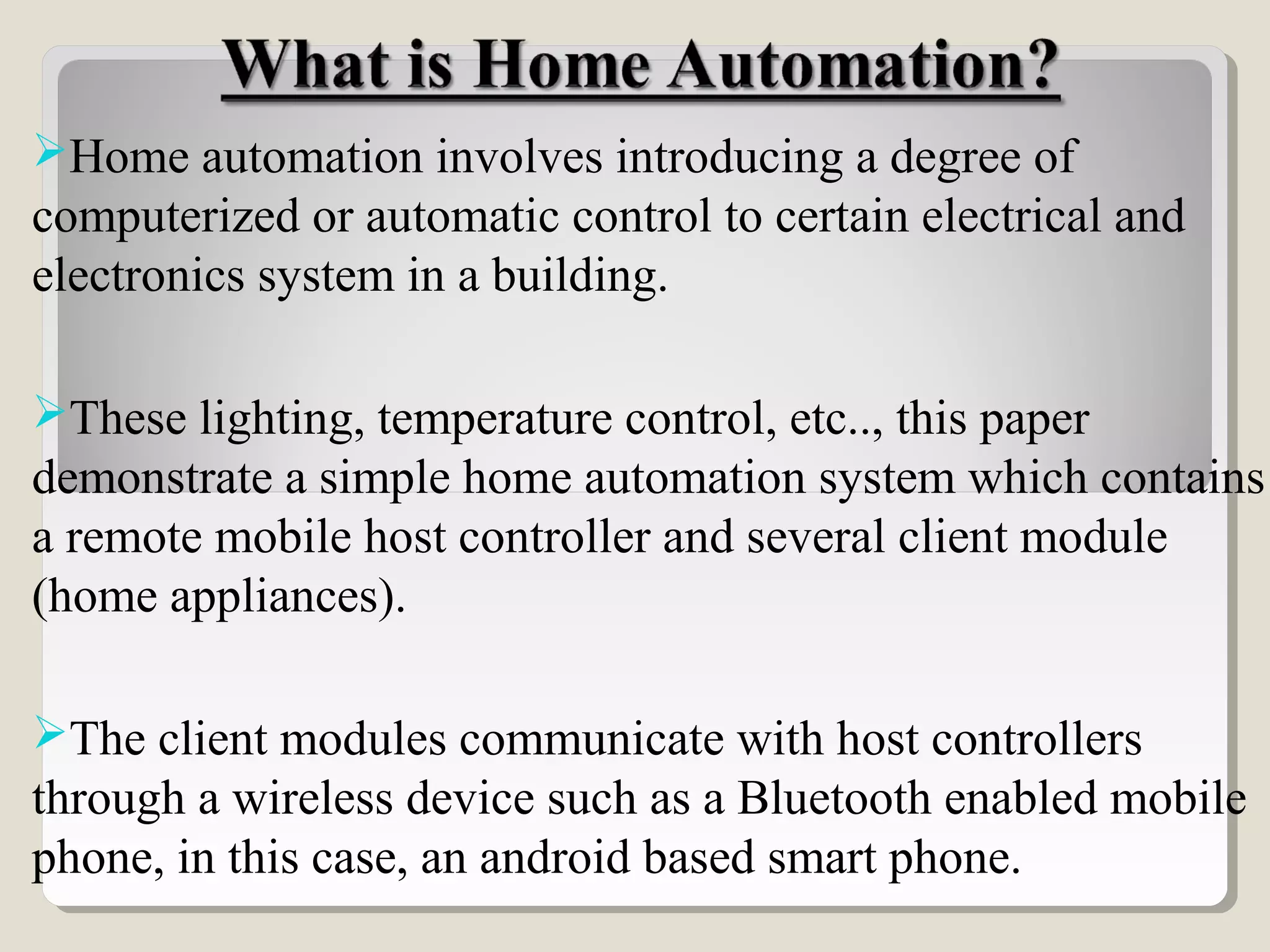Presentation on home automation | PPS