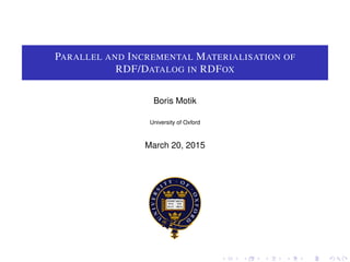 Parallel and incremental materialisation of RDF/DATALOG in RDFOX | PDF