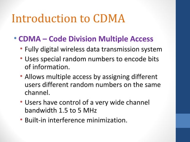 Presentation on CDMA | PPT | Digital Audio | Computer Software and Applications