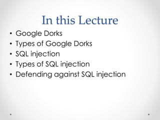 Google Dorks and SQL Injection | PPTX
