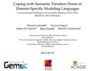 Coping with Semantic Variation Points in Domain-Specific Modeling Languages | PPT