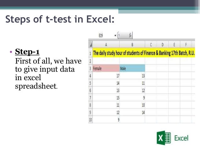 Analysing a hypothetical data with t-test in excel