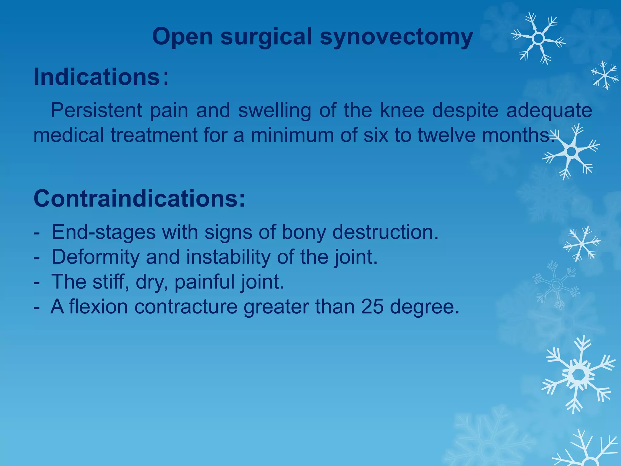 arthroscopic versus open synovectomy in rheumatoid knee | PPTX