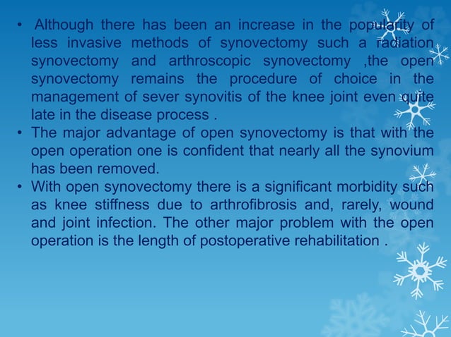 arthroscopic versus open synovectomy in rheumatoid knee | PPTX | Bone ...