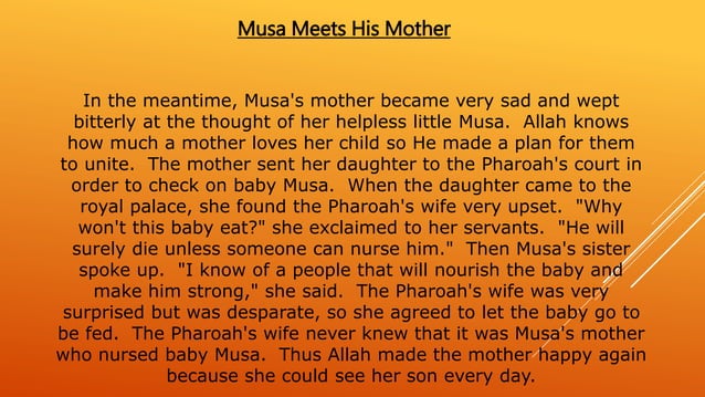 The Birth of Prophet Musa | PPTX | Islam | Religion & Spirituality