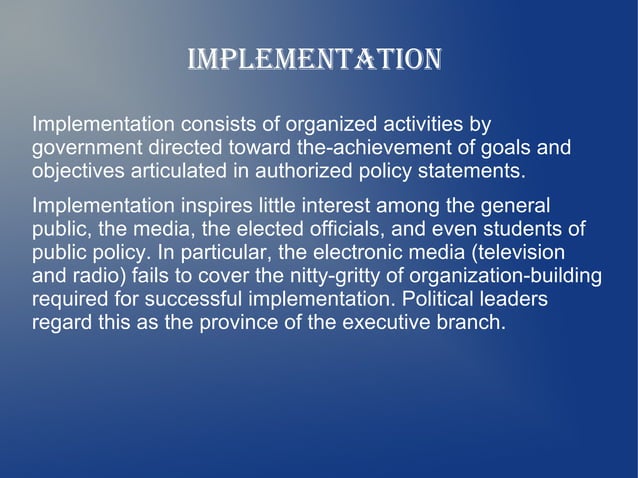 Implementation of Public Policies | PPT