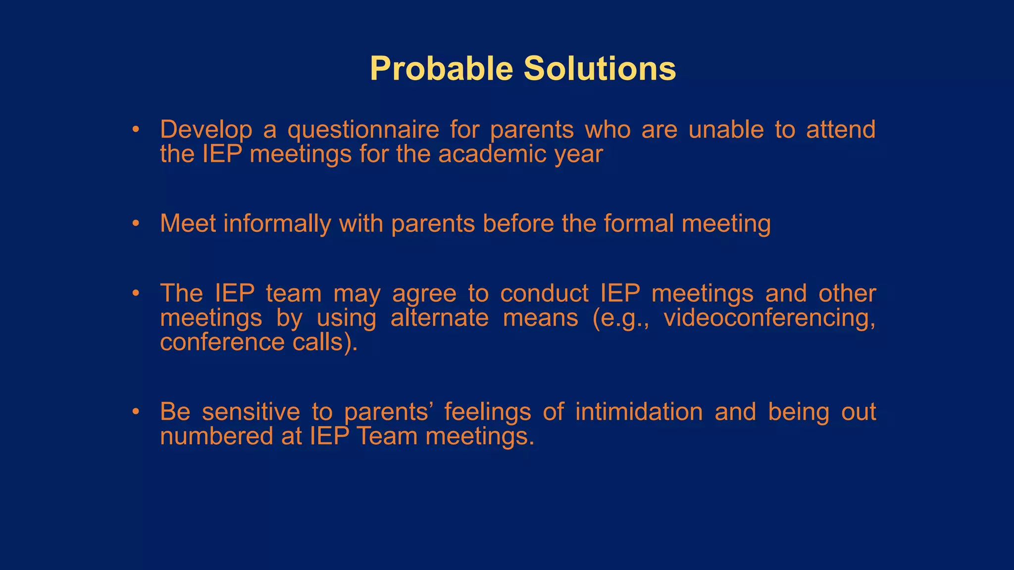 Improving Parents' participation in IEP meetings | PPTX