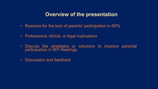 Improving Parents' participation in IEP meetings | PPTX
