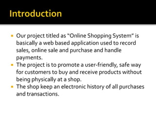 Online Shopping System [SE] | PPTX