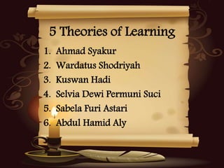 5 Theories of Learning | PPTX