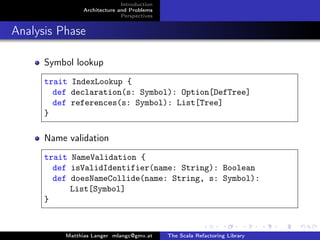 The Scala Refactoring Library: Problems and Perspectives | PPT