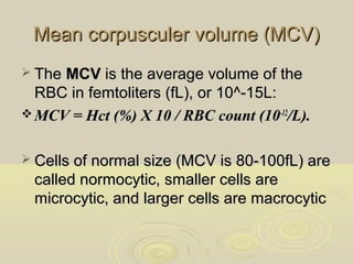 packed cell volume and blood indices | PPT