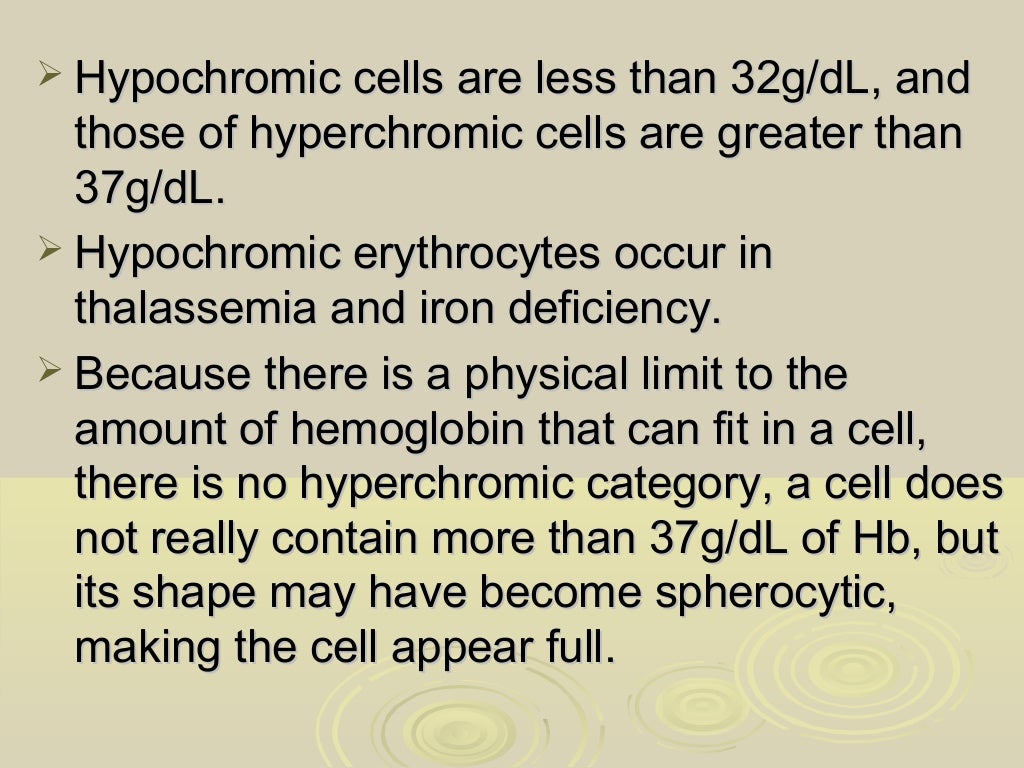 packed cell volume and blood indices
