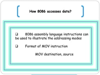 Addressing Modes Of 8086 | PPTX | Data Storage and Warehousing | Computing