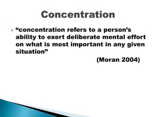 Concentration and parts of concentration | PPTX | Cricket | Sports