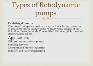 Pump, its types and applications presentation | PPTX