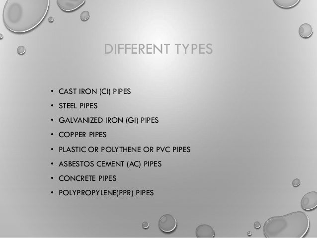 Types of pipes