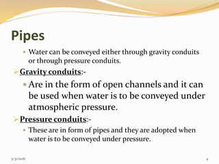 Types of pipes used in water supply | PPTX