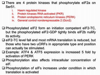 eukaryotic translation initiation and its regulation | PPTX