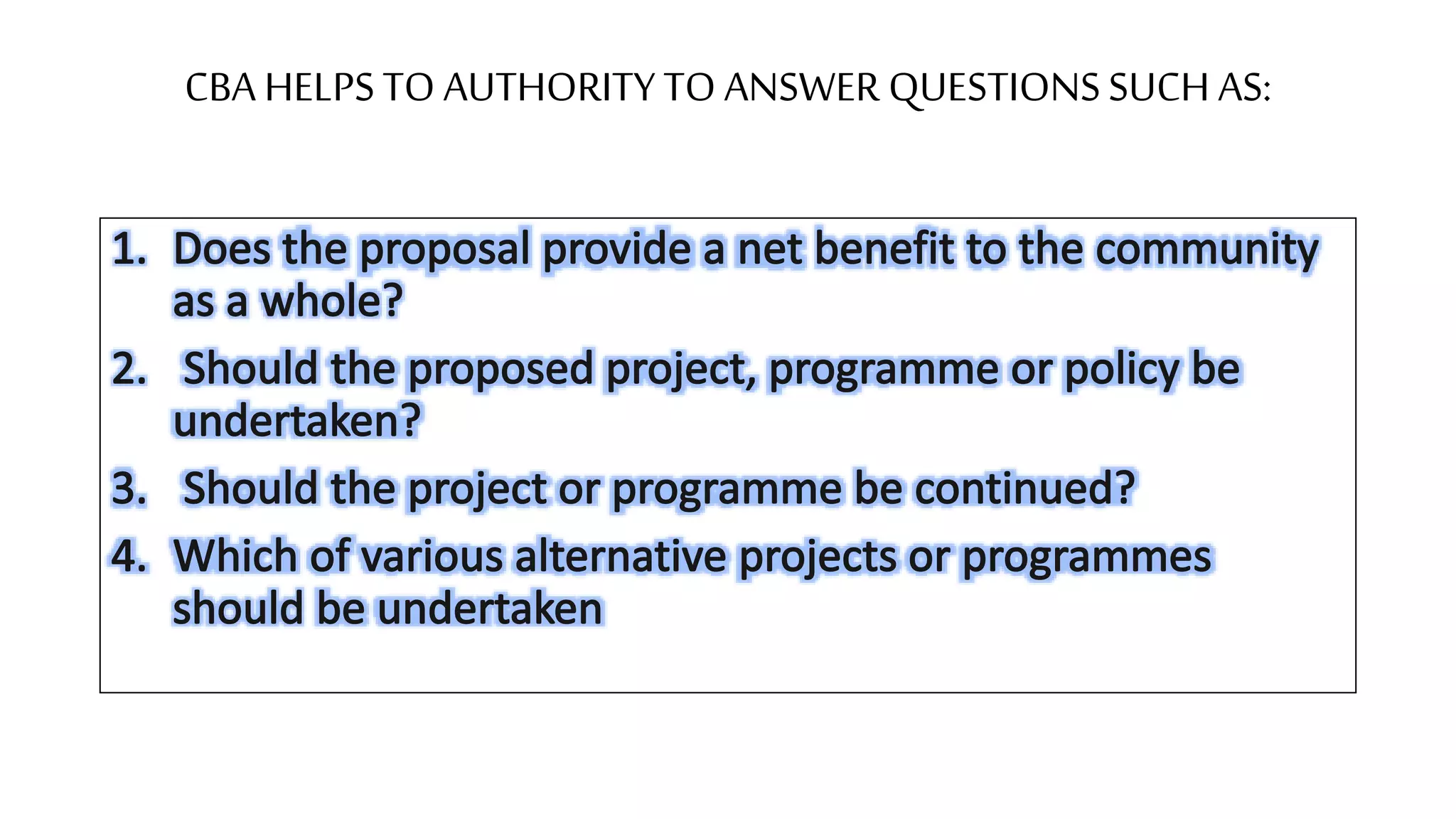 Cost Benefit Analysis(CBA) | PPTX