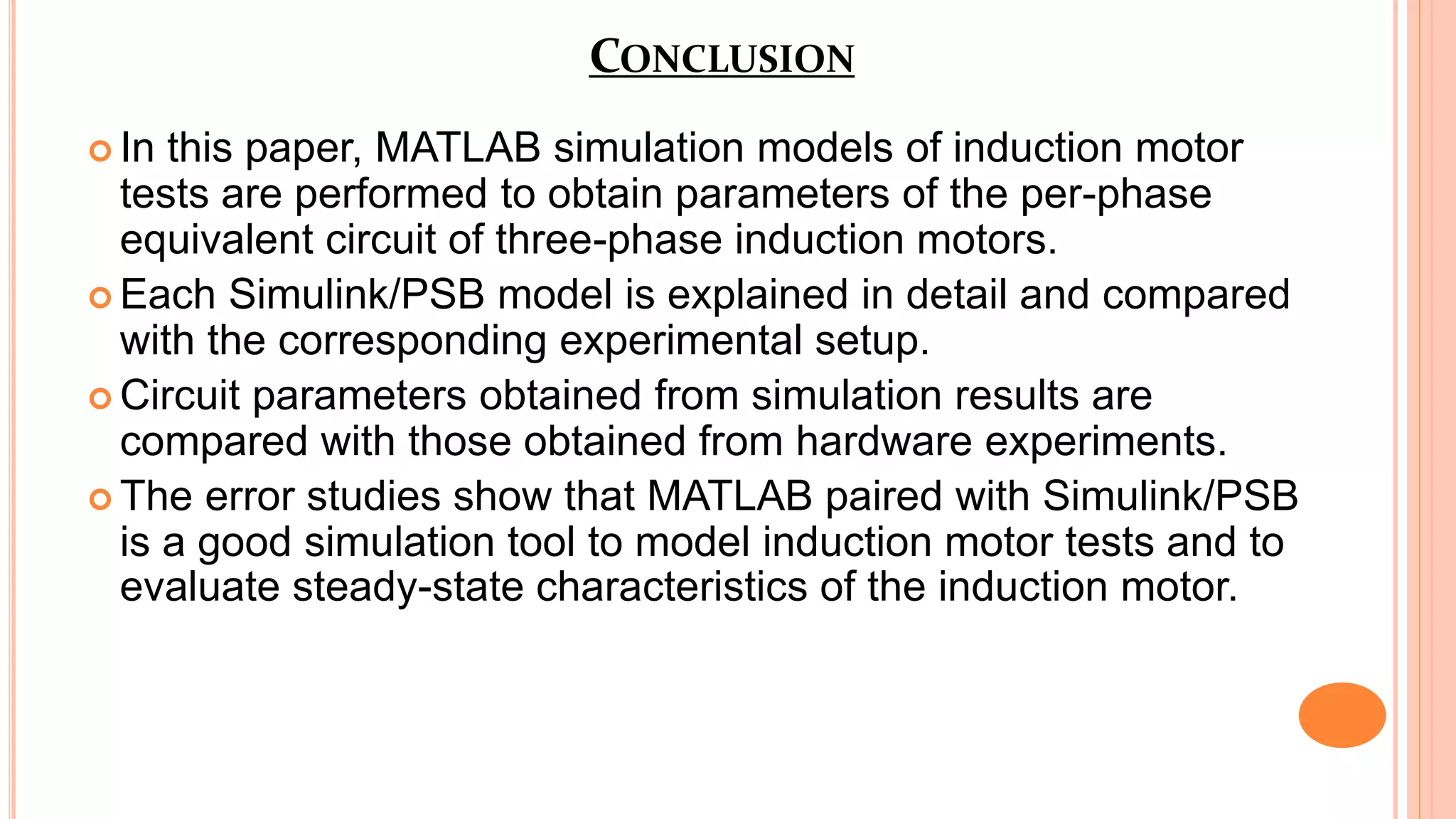 Induction Motor Tests Using MATLAB/Simulink | PPSX