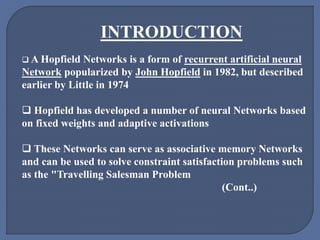 Mathematical Foundation of Discrete time Hopfield Networks | PPTX