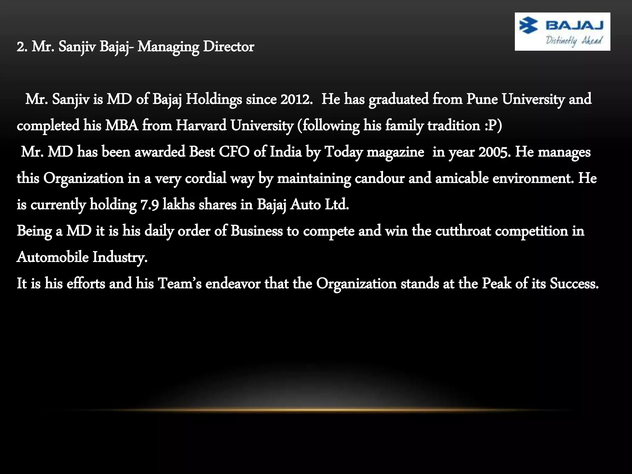 Presentation on BAJAJ Auto Ltd. | PPTX