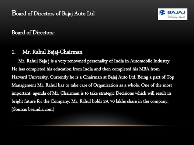 Presentation on BAJAJ Auto Ltd. | PPTX
