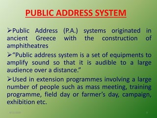 Handling of public address equipment system | PPTX