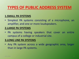 Handling of public address equipment system | PPTX