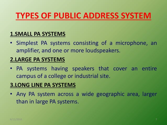 Handling of public address equipment system | PPTX